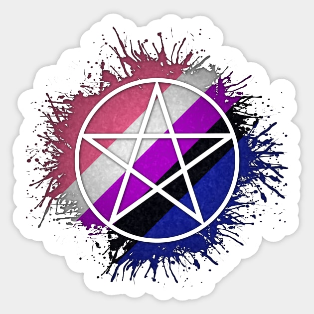 Paint Splatter Gender Fluid Pride Flag Pentacle Symbol - Gender Fluid ...
