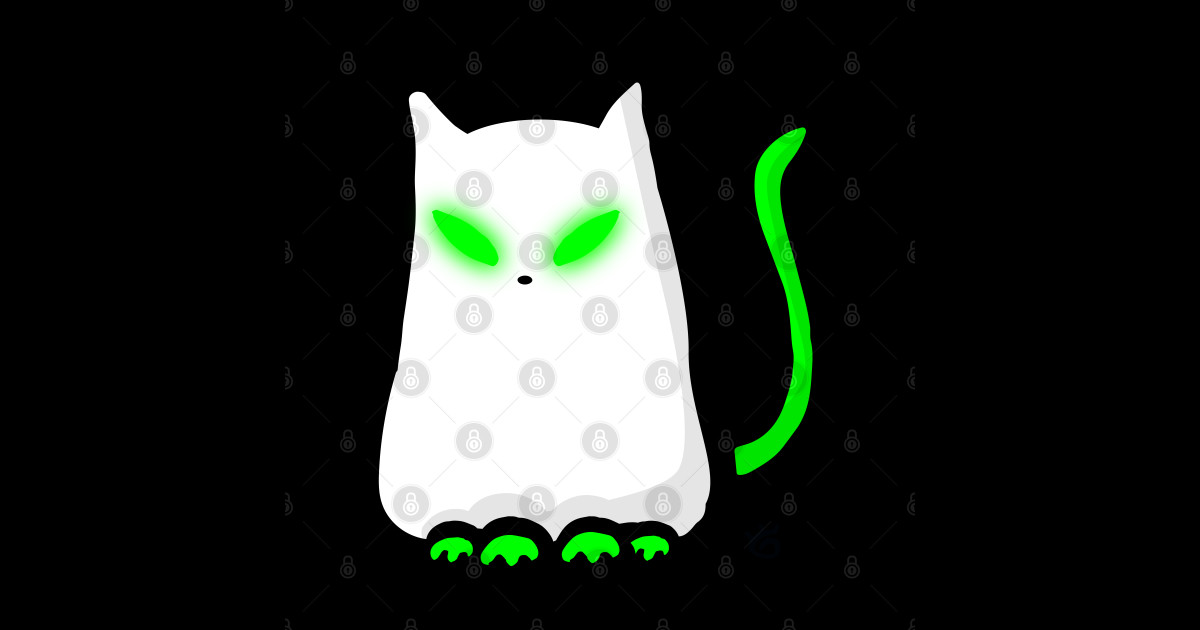 Green Alien Ghost Cat - Alien - Sticker | TeePublic