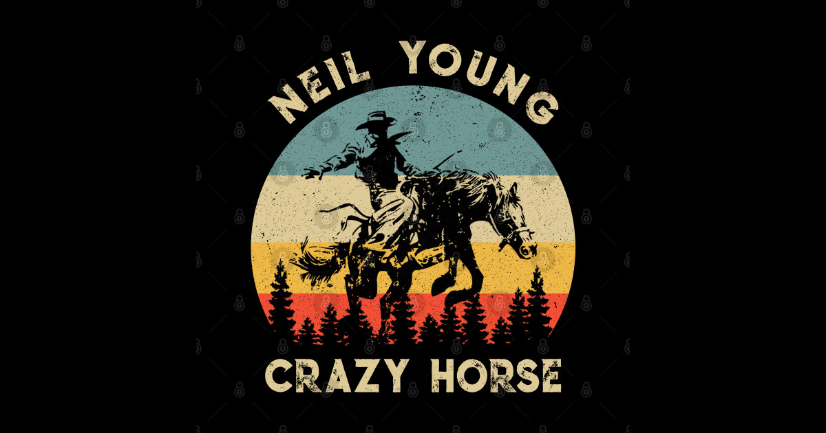 Neil Retro Young Crazy Horse FanArt - Neil Young - Sticker | TeePublic