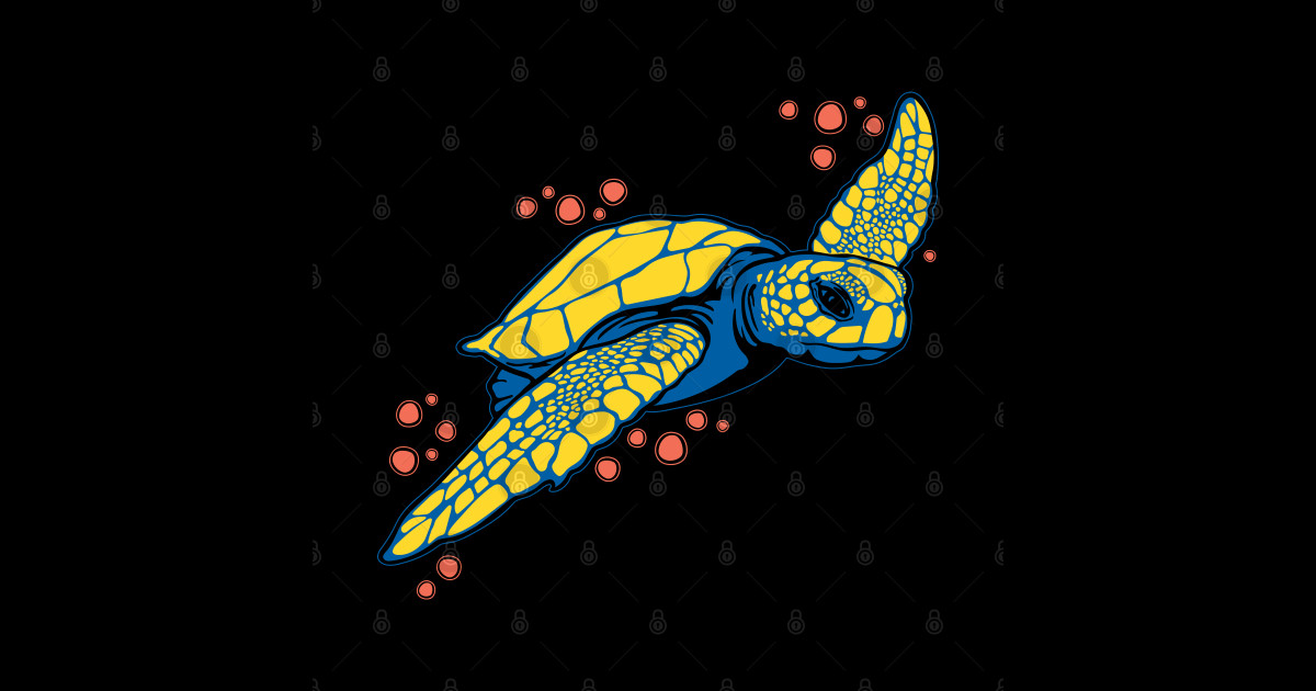 Blue Sea Turtle - Sea Turtle - Sticker | TeePublic