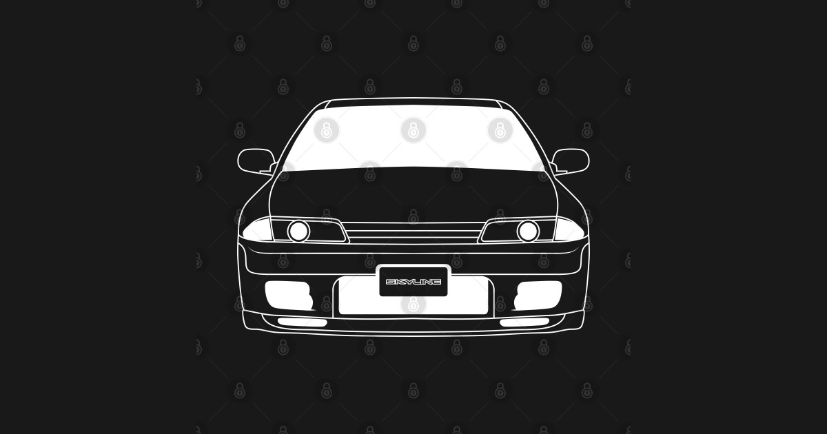Nissan Skyline GTR R32 White Outline - Car - T-Shirt | TeePublic