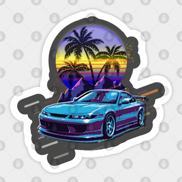 Retro JDM Cars Blue Color - Retro Sunset - Sticker | TeePublic