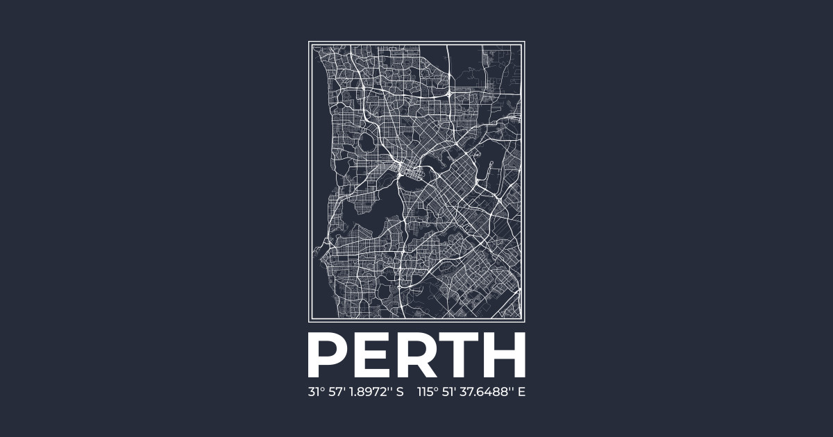 Perth minimalist map (white edition) - Perth Map - T-Shirt | TeePublic