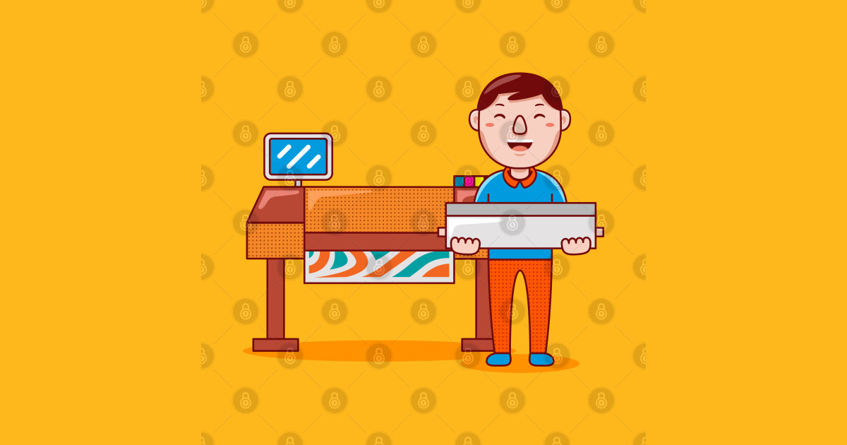 Cute Print Worker Cartoon - Print Worker Cartoon - T-Shirt | TeePublic