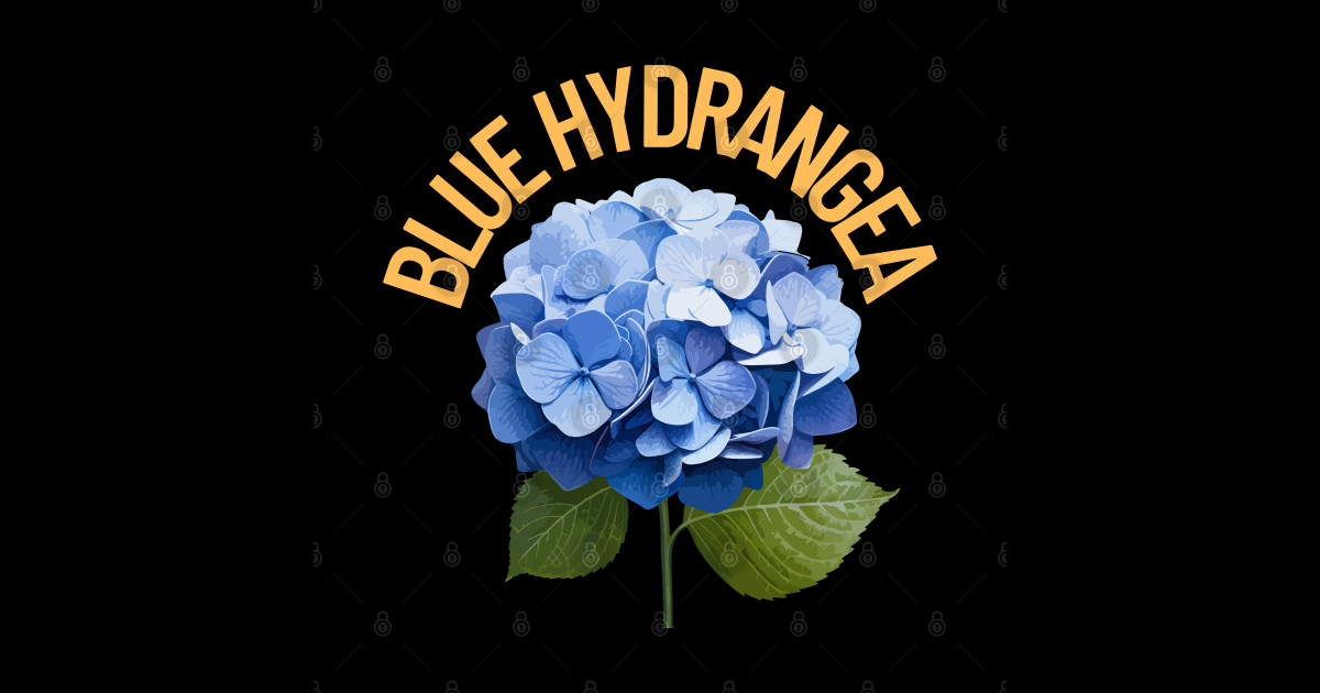 Blue Hydrangea With Leaves - Hydrangea - Sticker | TeePublic