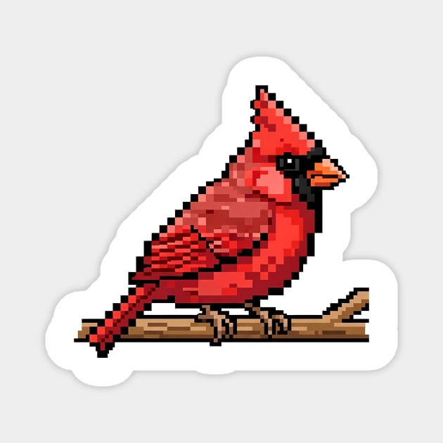 Red Cardinal Pixel Art Bird 8-Bit - Pixel Art - Magnet | TeePublic