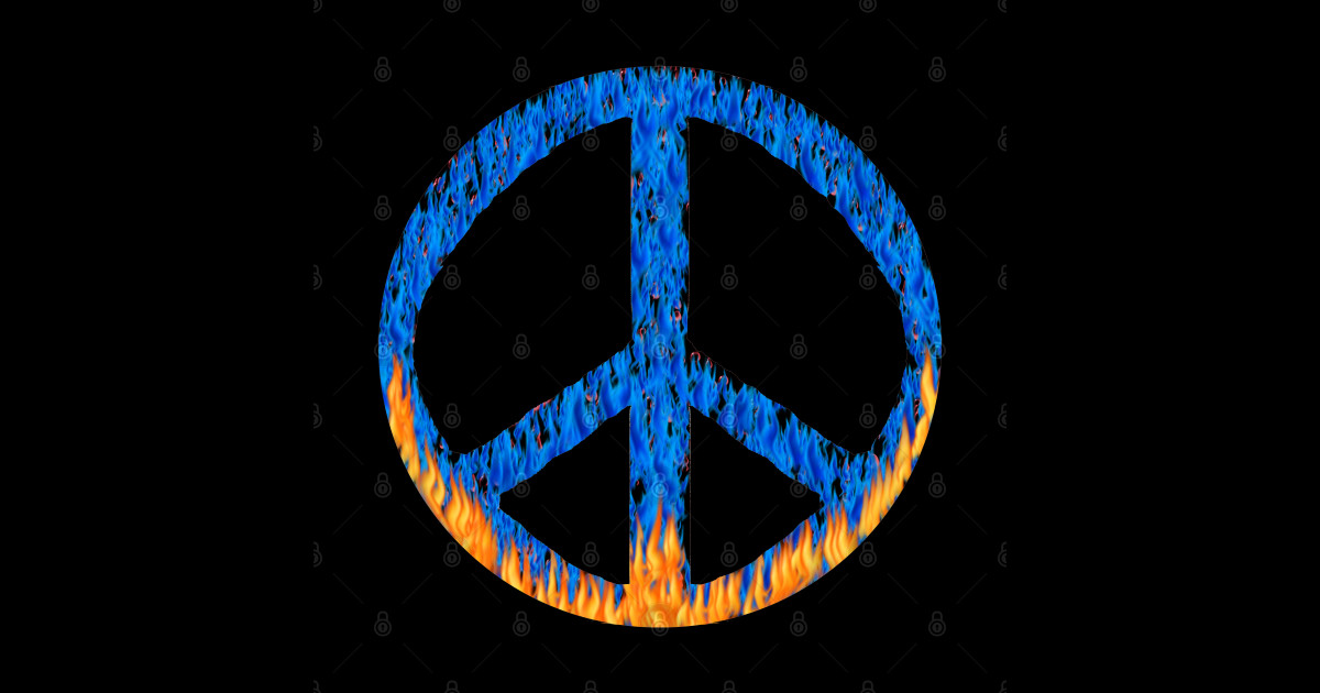 Peace on Fire Flaming Symbol - Flaming Peace Symbol - Posters and Art ...