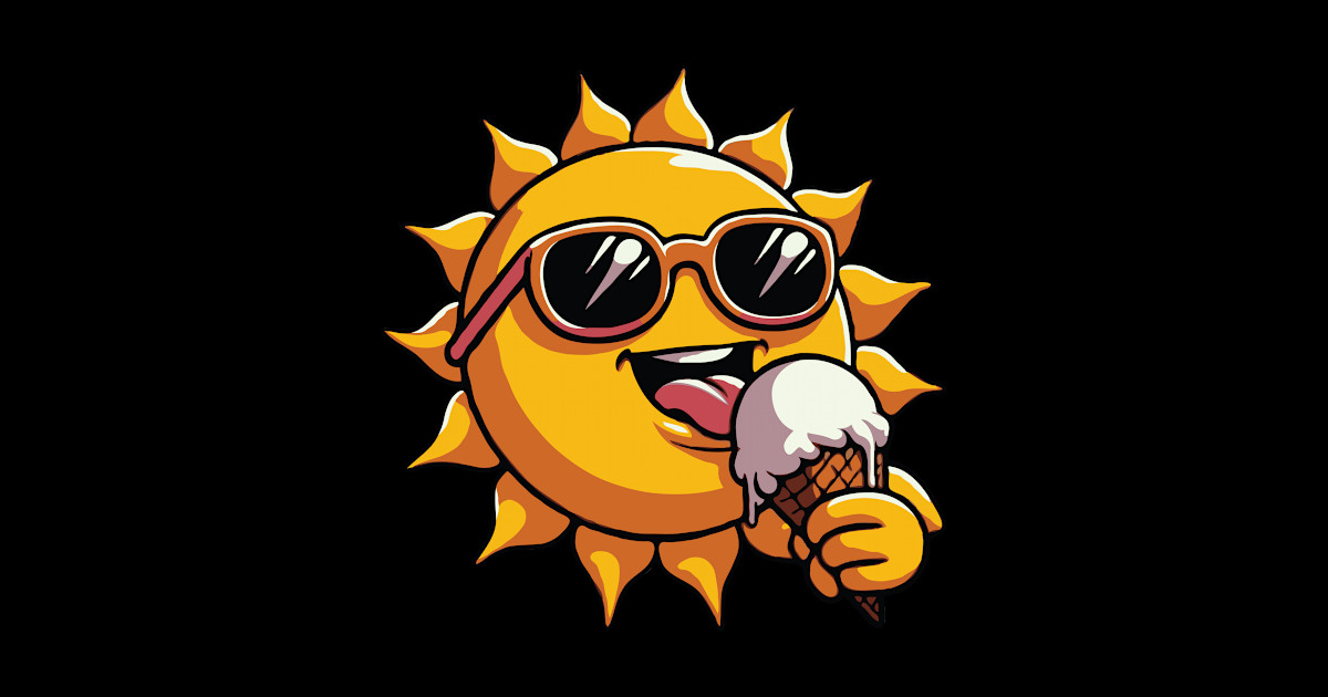 Sun Eating Ice Cream Summer - Sun - Sticker | TeePublic