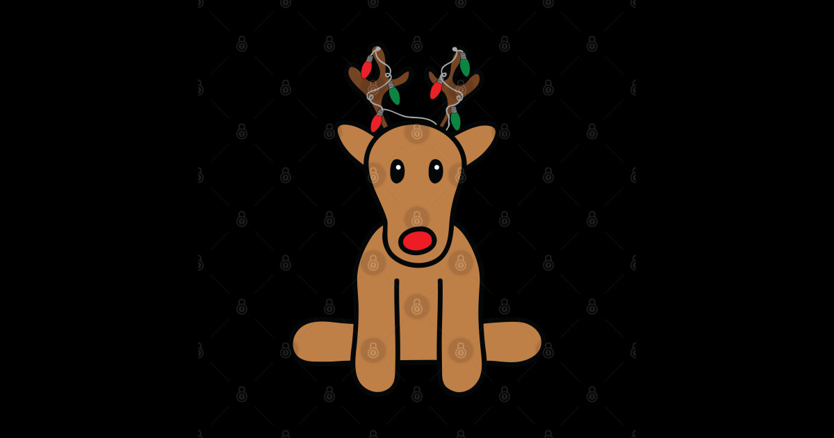 Cute Sitting Rudolph Reindeer with String of Lights - Cute Sitting ...