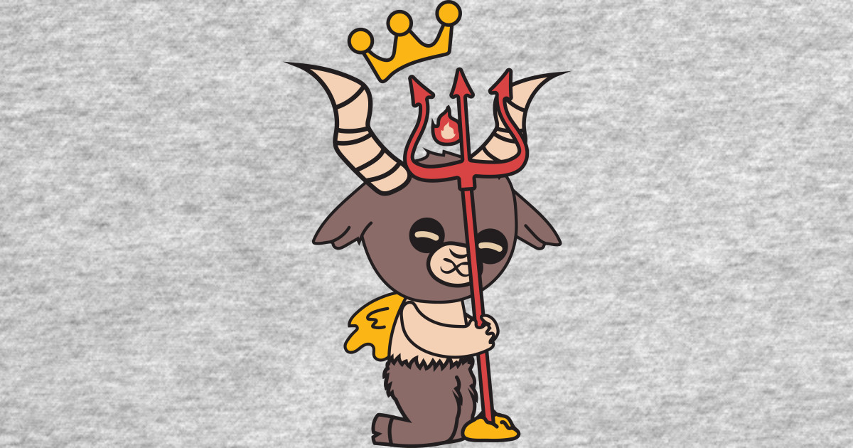 Cute Little Satan Goat with Crown and Trident - Satan - T-Shirt | TeePublic