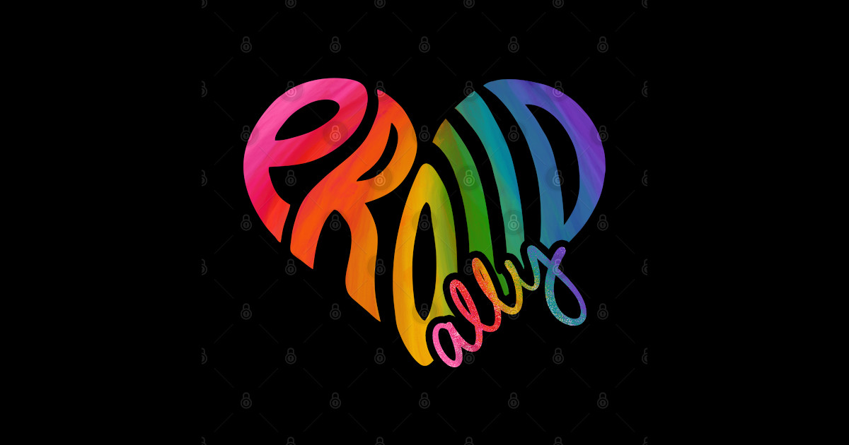 Proud Ally Rainbow Watercolor Heart Pride Sticker Teepublic
