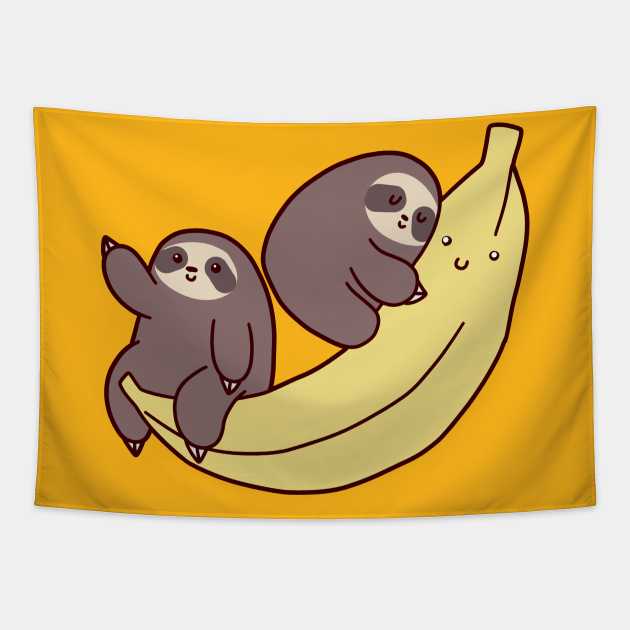 Sloths and Giant Banana - Sloth - Tapestry | TeePublic