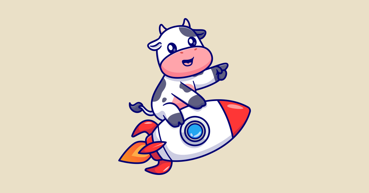 Cute Cow Riding Rocket Cartoon - Cute Cow Riding Rocket Cartoon - T ...