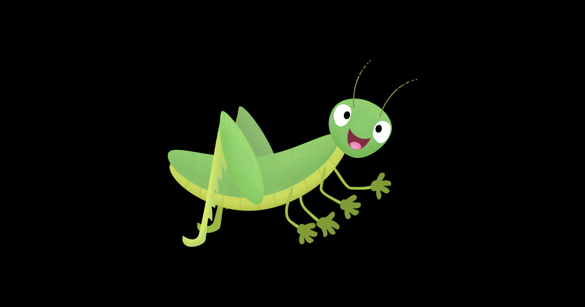Cute green happy grasshopper cartoon - Grasshopper - Sticker | TeePublic