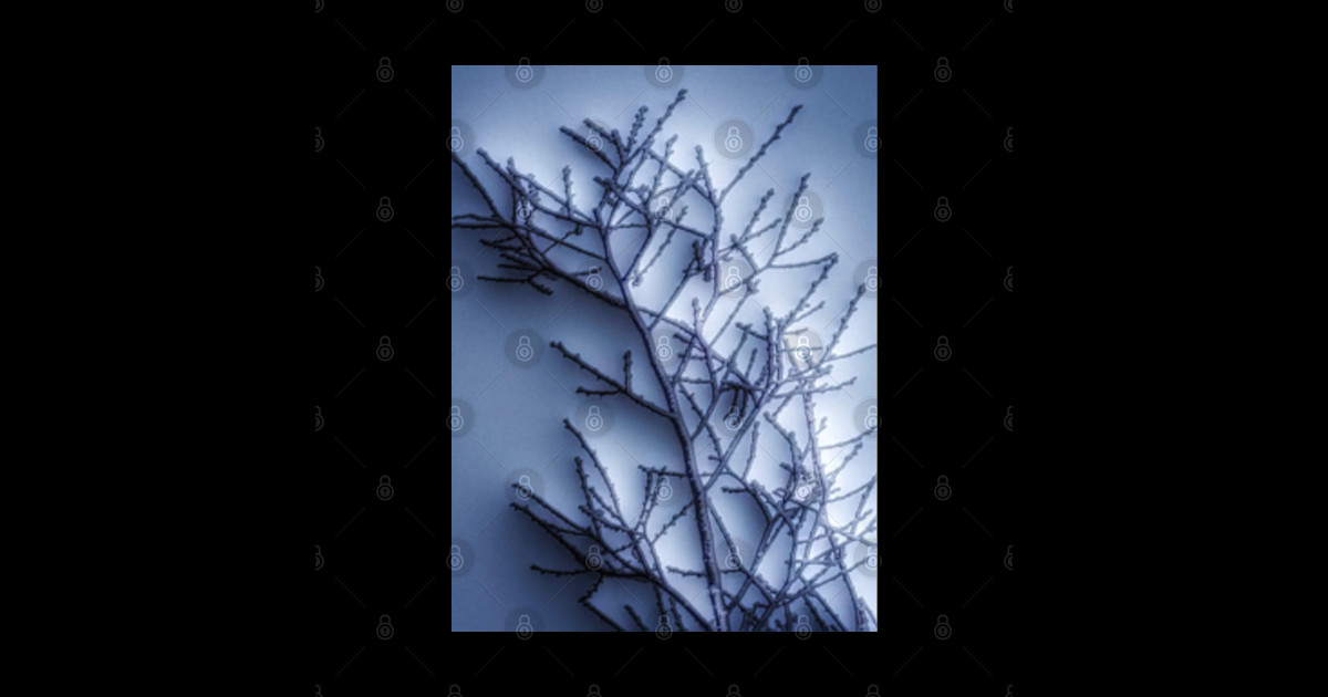 Winter Tree Branches in 2D Blue - 2d Tree Branches - Sticker | TeePublic