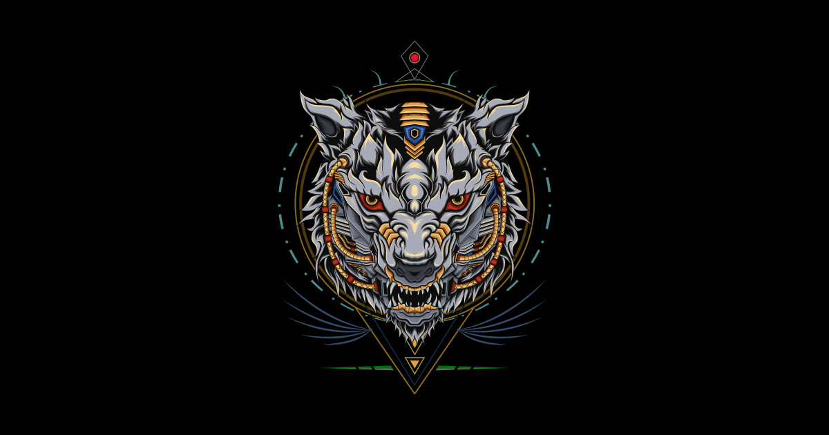 Wolf mecha illustration - Wolf Mecha - Sticker | TeePublic