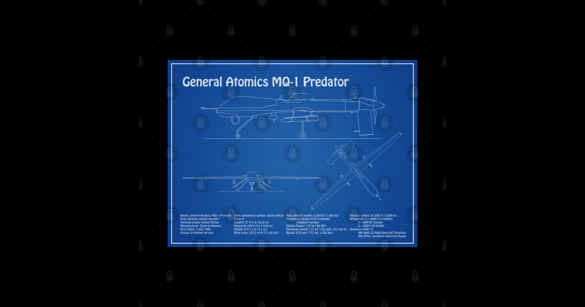 General Atomics MQ-1 Predator - Airplane Blueprint Plans - AD ...