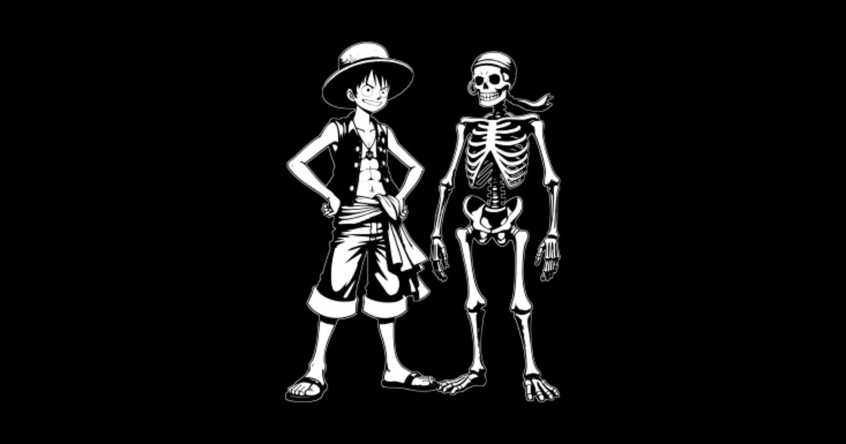 Luffy and skeleton - Monkey D Luffy - Sticker | TeePublic