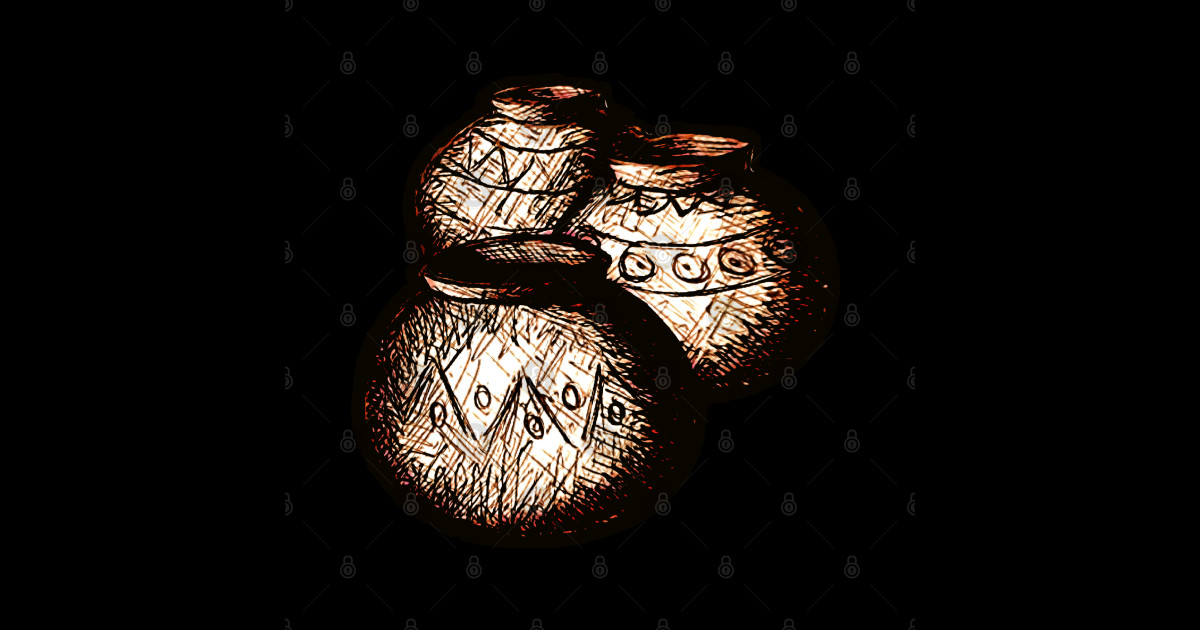 Earthenware African Water Jars - African Art - Sticker | TeePublic
