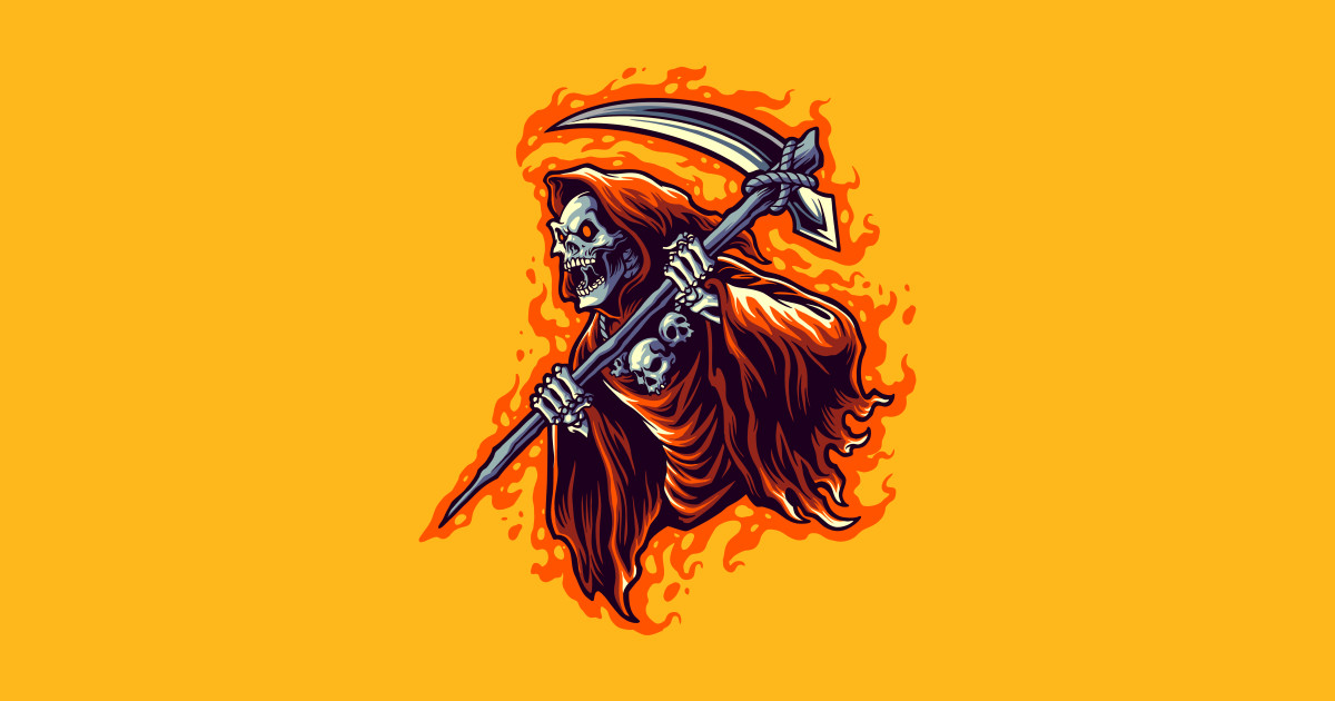 Fiery Grim Reaper - Grim Reaper - T-Shirt | TeePublic