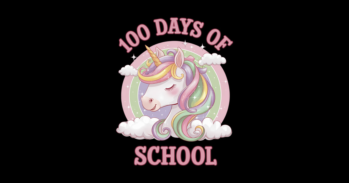 Unicorn 100 Days of School - Unicorn 100 Days Of School - Sticker ...