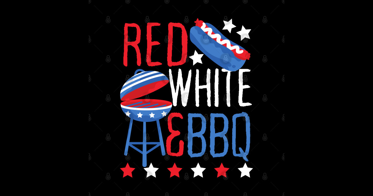 Red White and BBQ USA Holiday Barbeque - Red White And Blue - Sticker ...