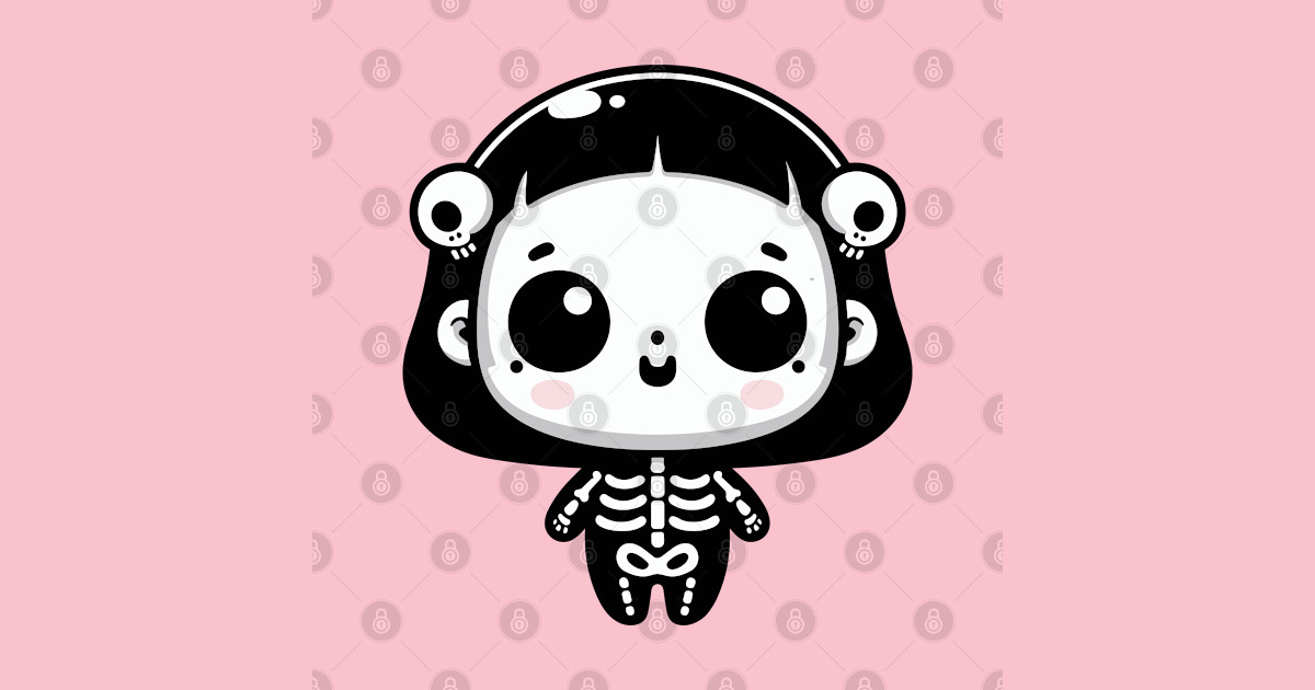 Cute Chubby Skeleton Girl in Kawaii Style | Cute Halloween Costume for ...