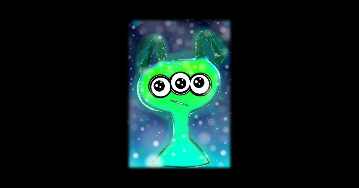 Green Glowing Alien in Starry Space - Alien - Posters and Art Prints ...