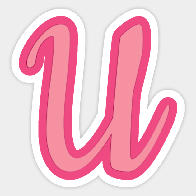 Letter u, pink background - Letter U - Sticker | TeePublic