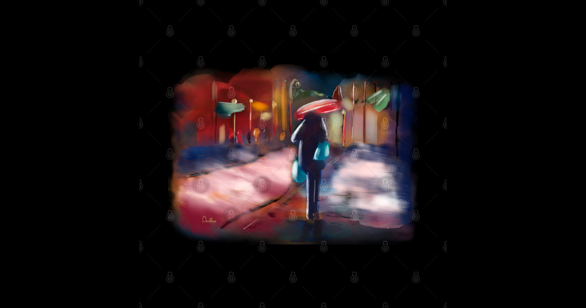 Rainy day artwork By Annalisa Amato - People - Sticker | TeePublic