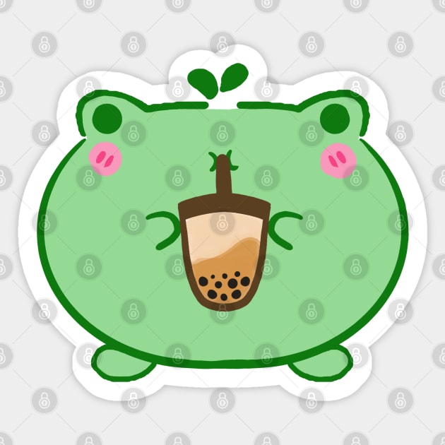 Frog with boba - Frogs - Sticker | TeePublic