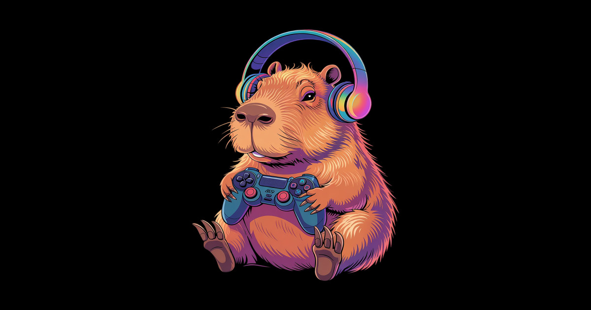 Cute Capybara Gamer Capybara Playing Video Games - Cute Capybara Gamer ...