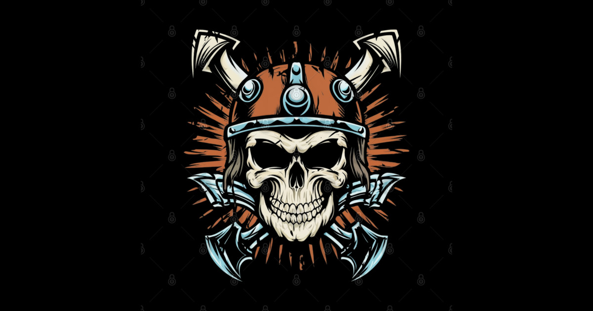 Traditional Vikings Skull Tattoo - Tattoo Art - Sticker | TeePublic