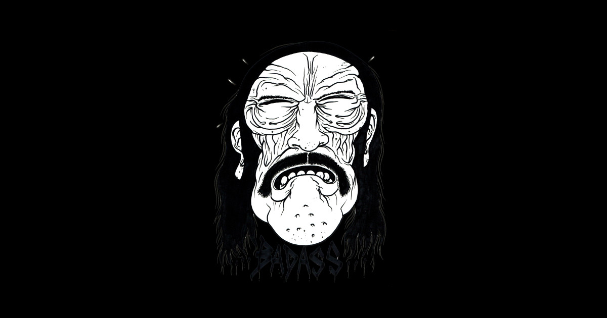 Danny Trejo looks nails in black and white. - Machete - Sticker | TeePublic