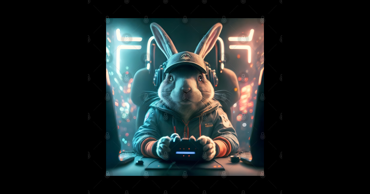 Gamer rabbit bunny - Gamer Rabbit - Posters and Art Prints | TeePublic