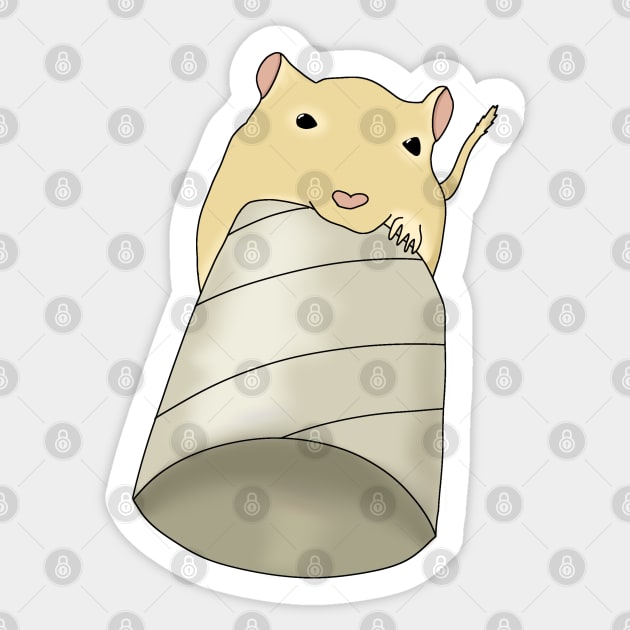 Cute golden gerbil eating toilet roll - Gerbil - Sticker | TeePublic