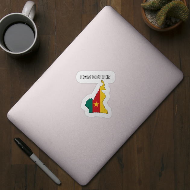 Cameroon Flag Map Design - Cameroon - Sticker | TeePublic