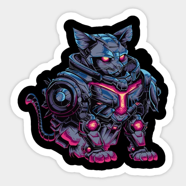 Mechatronic Feline: Cyberpunk Cat from the Future - Mecha Cat - Sticker ...