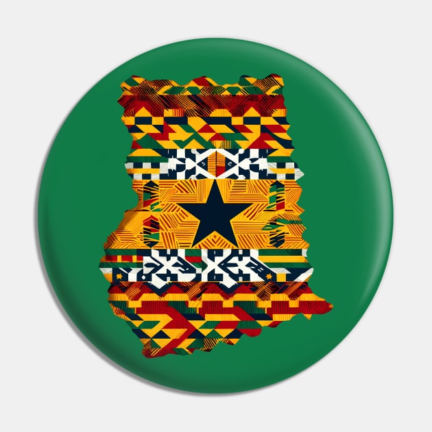 Ghana Map Kente Pattern - Ghana - Pin | TeePublic