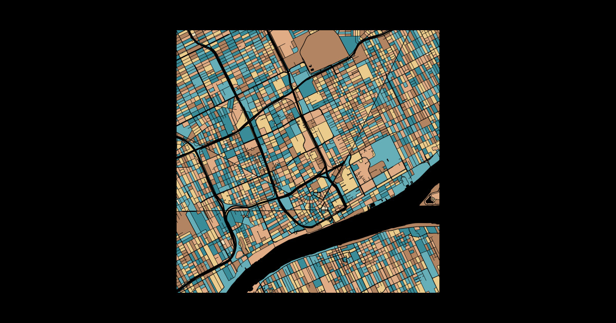 Detroit Map Pattern in Mid Century Pastel - Detroit Map - Sticker ...