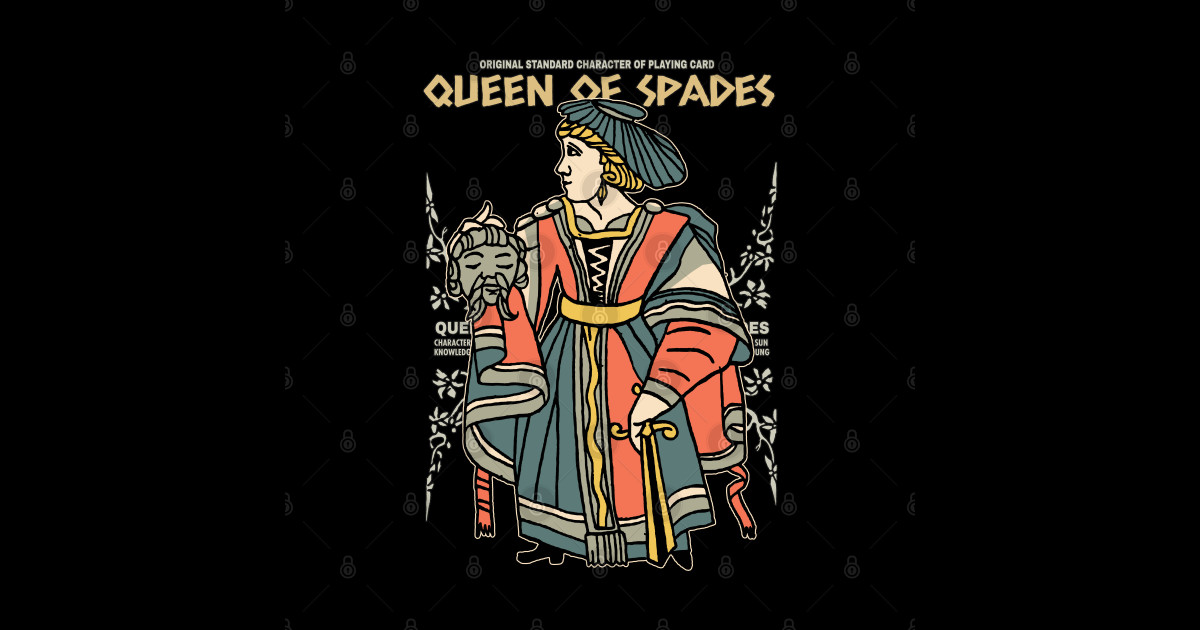 Vintage Character of Playing Card Queen of Spades - Vintage Retro ...