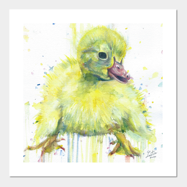 DUCKLING watercolor portrait - Duckling - Posters and Art Prints ...