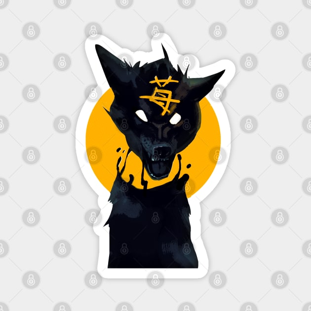 Inugami Yellow Japanese Demon Dog Spirit Yokai - Demon Dog - Magnet ...