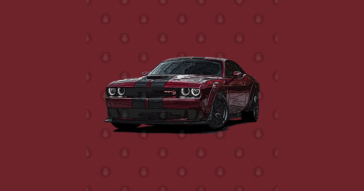 Inferno Blaze: RED Dodge Challenger Fiery Full Body Highly Posterize ...