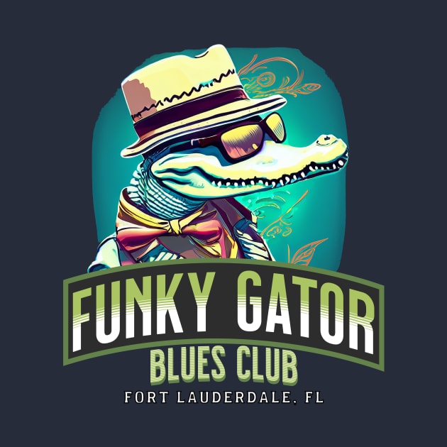 Funky Gator Blues Club - Blues Music - T-Shirt | TeePublic