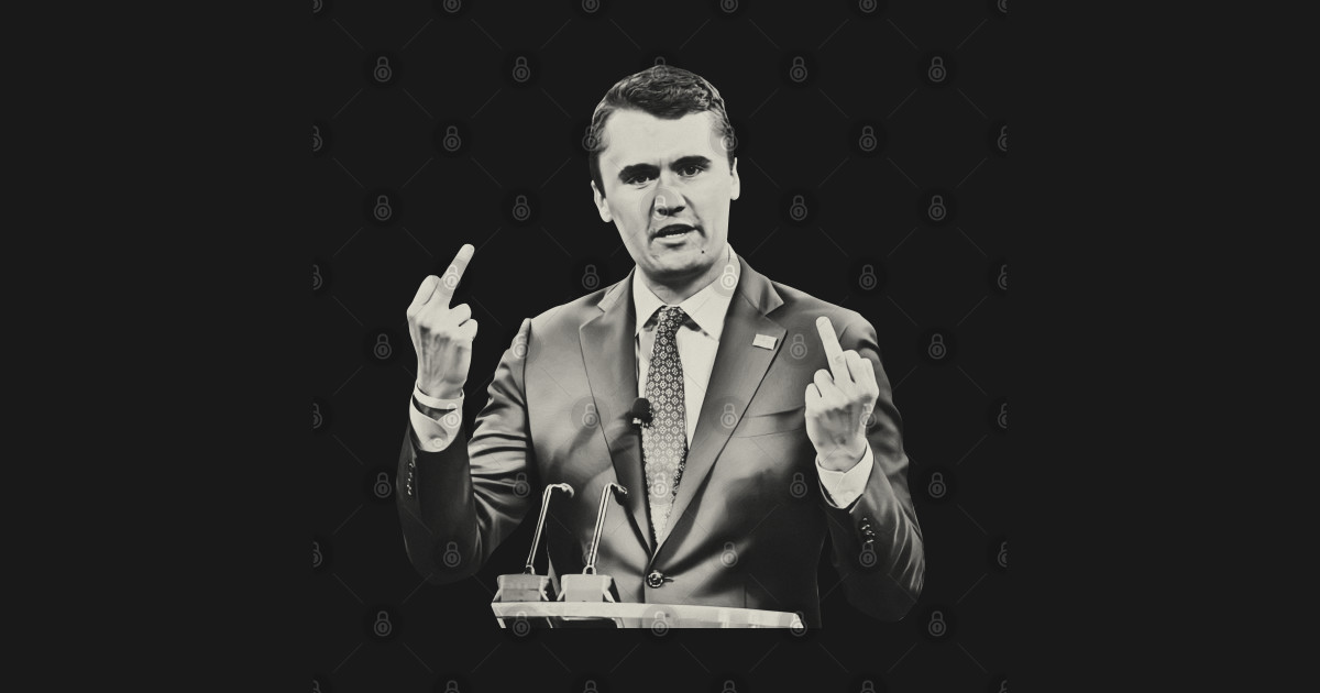 charlie kirk Midle finger Vintage - Charlie Kirk - Kids Hoodie | TeePublic