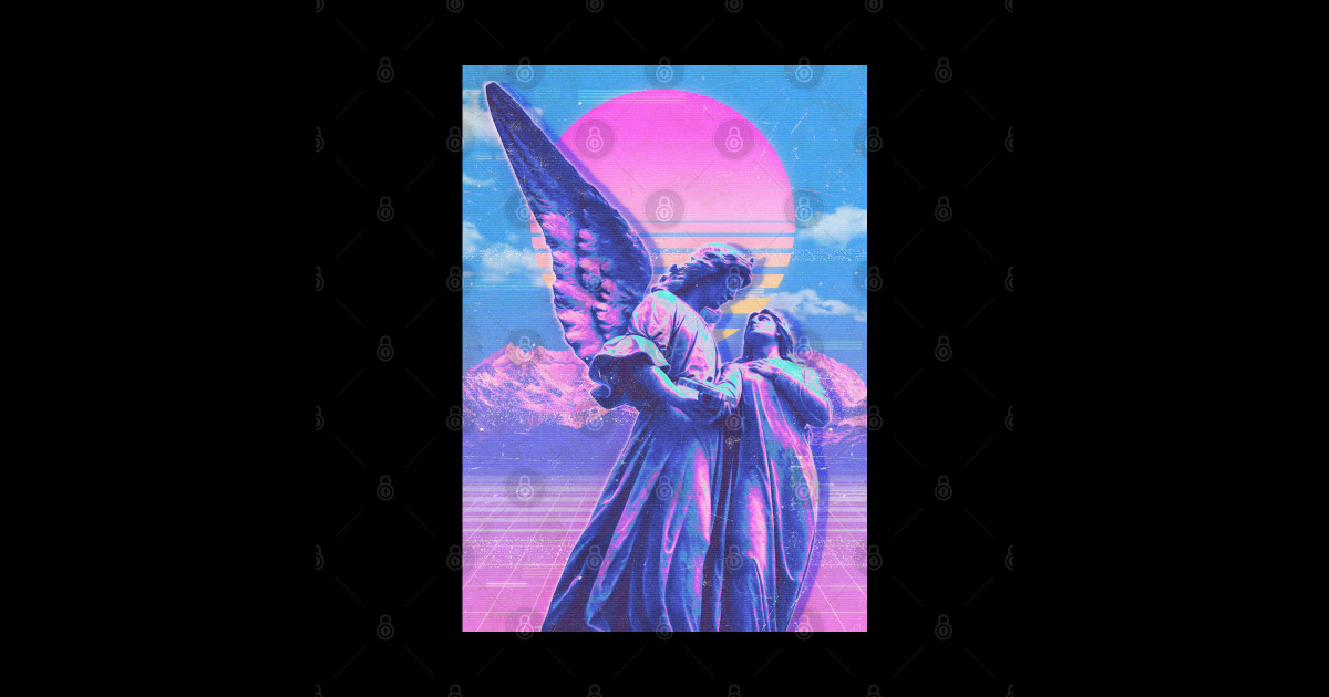 angel statue synthwave - Synthwave Retrowave - Posters and Art Prints ...