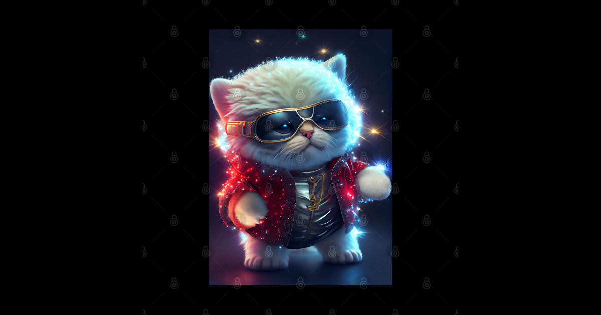 Cute Cosmic Cat - Anime Art design - Cute Cat - Sticker | TeePublic