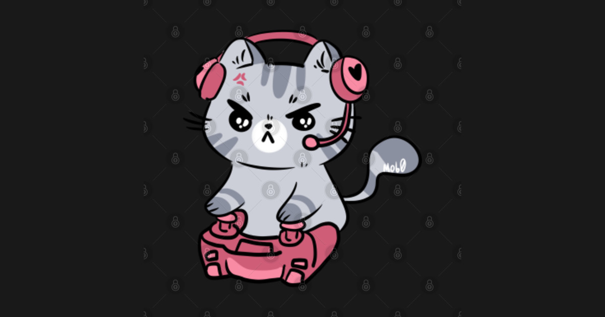 Angry gamer cat - Cat - T-Shirt | TeePublic