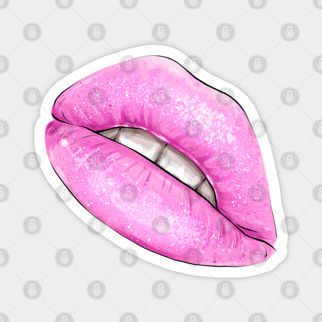 Parted Sexy Lips With Tongue And Barbie Pink Lip Color Gloss Lips